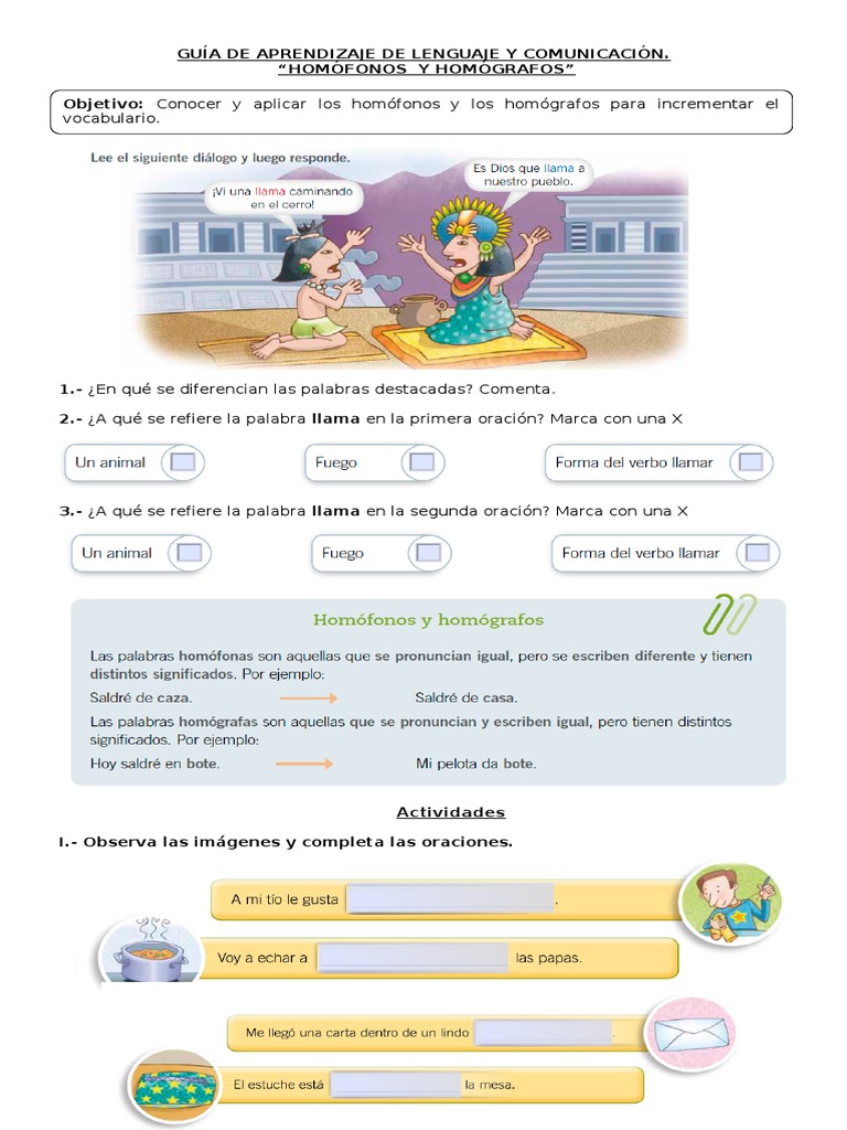 Guía de Aprendizaje Homofonos-Homografos | PDF