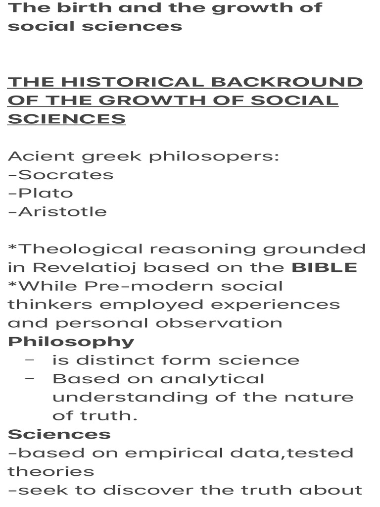 The Birth and The Growth of Social Sciences | PDF | Sociology | Kinship