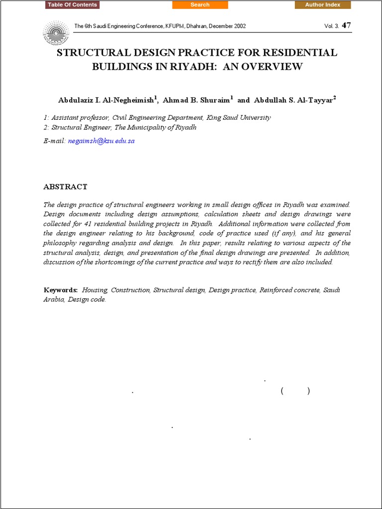 Structural Design Practice For Residential Buildings in Riyadh | PDF ...