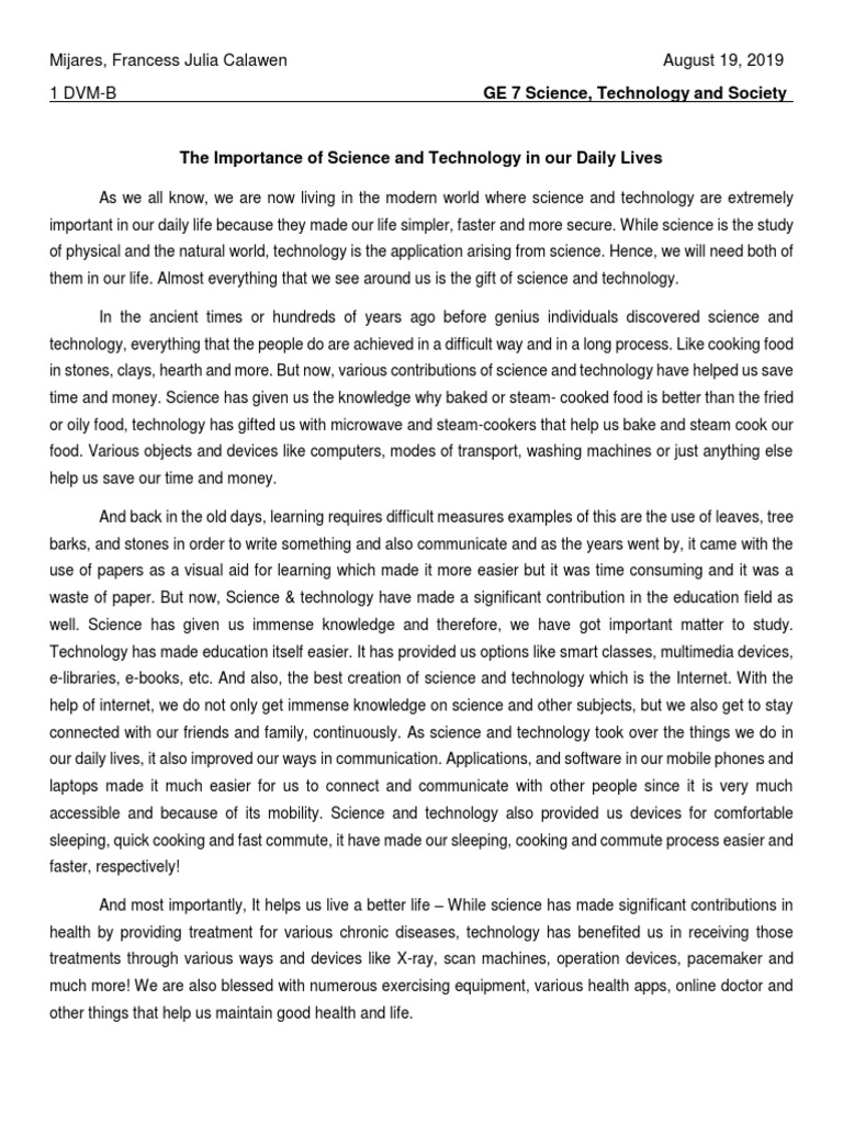 Importance of Science and Technology | PDF | Science | Internet
