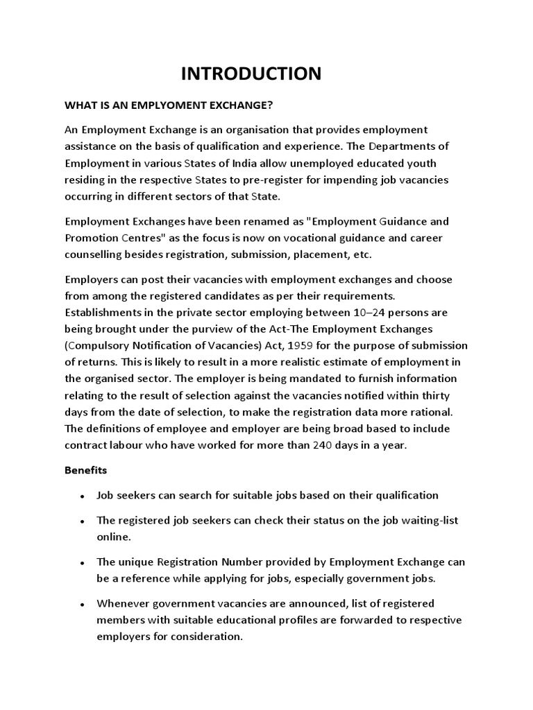 Employment Exchanges in India | PDF | Identity Document | Employment