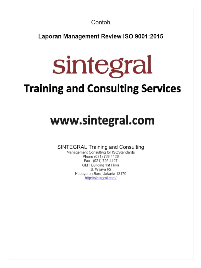 Contoh. Laporan Management Review ISO 9001 - PDF | PDF