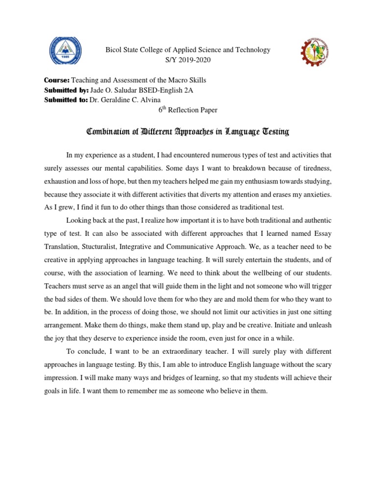 Combination of Different Approaches in Language Testing | PDF ...