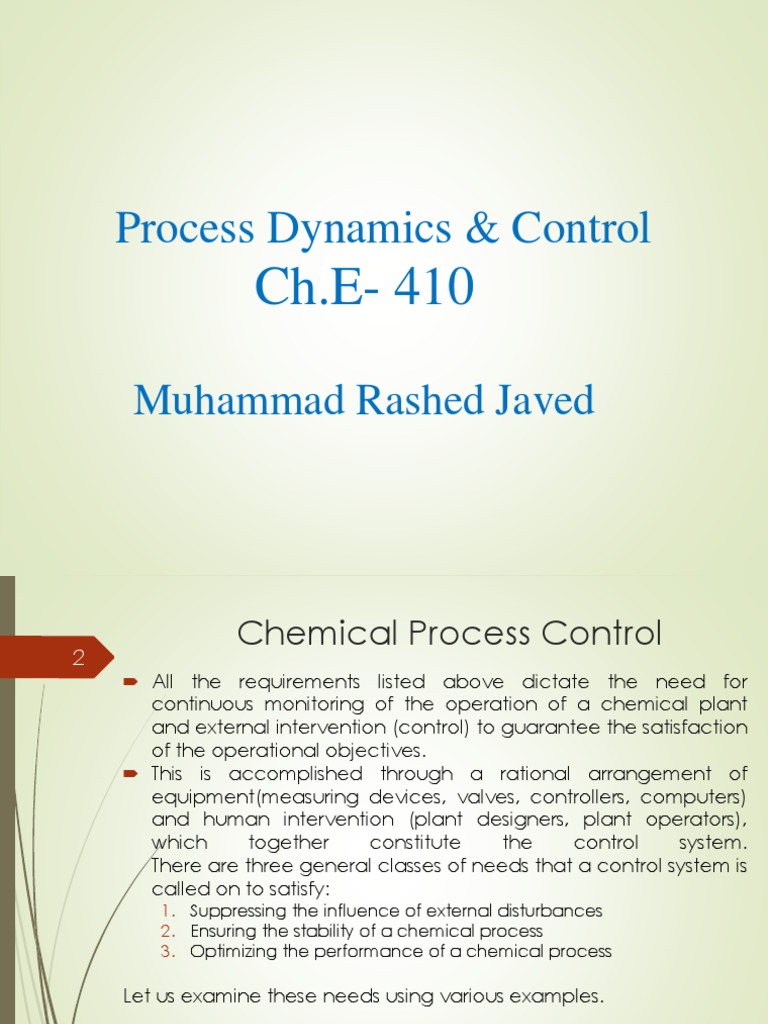 Process Dynamics & Control: Muhammad Rashed Javed | PDF | Chemical Reactor | Control Theory