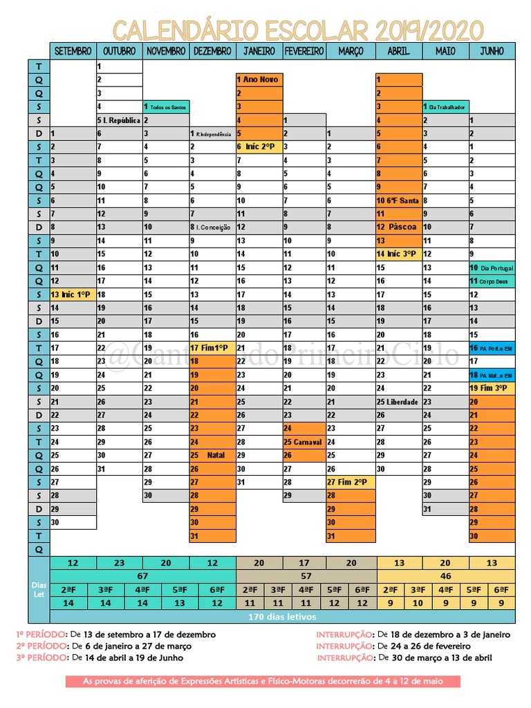 Calendário escolar ano letivo 2019-2020 sem tema.pdf | Esportes