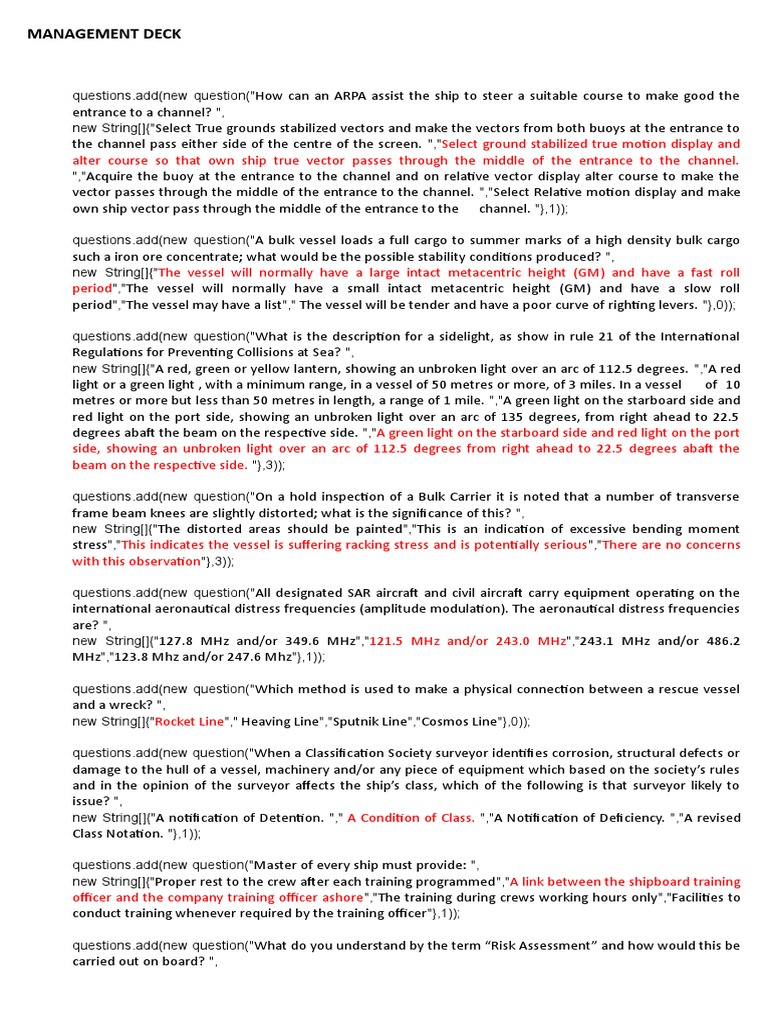 Management Deck | PDF | Ships | Water Transport