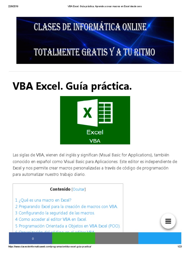 Guía Completa: Crear Macros VBA Excel | PDF | Microsoft Excel | Objeto (informática)