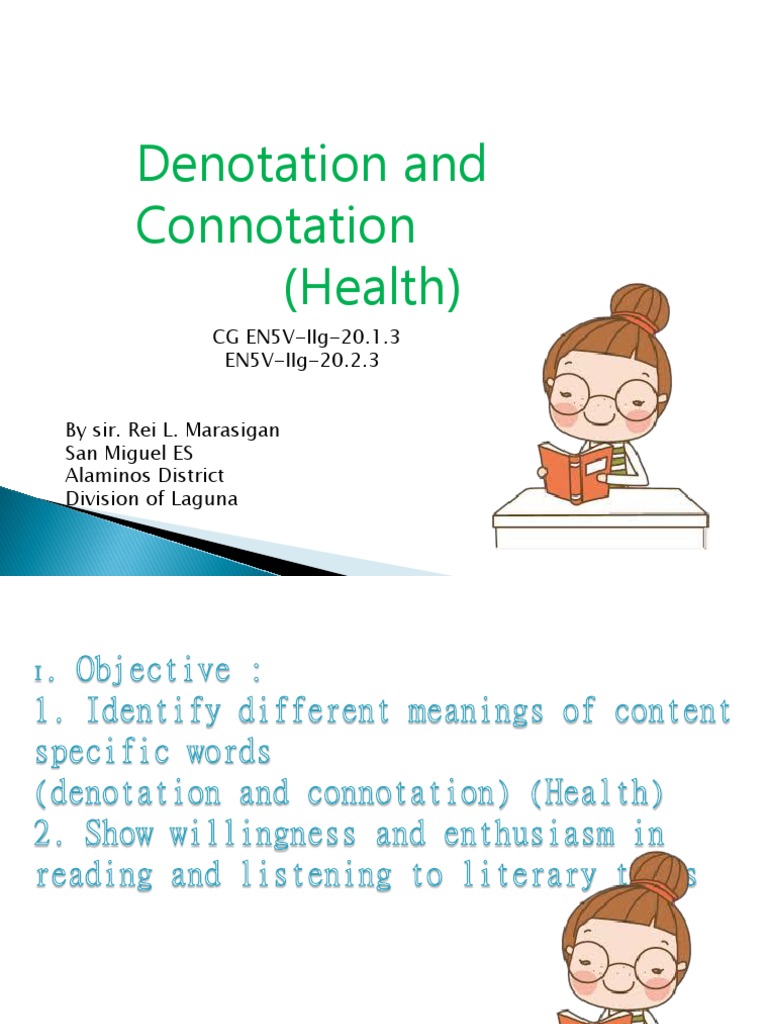 English 5 q2 Week 7 Denotation and Connotation (Health) by Sir Rei ...