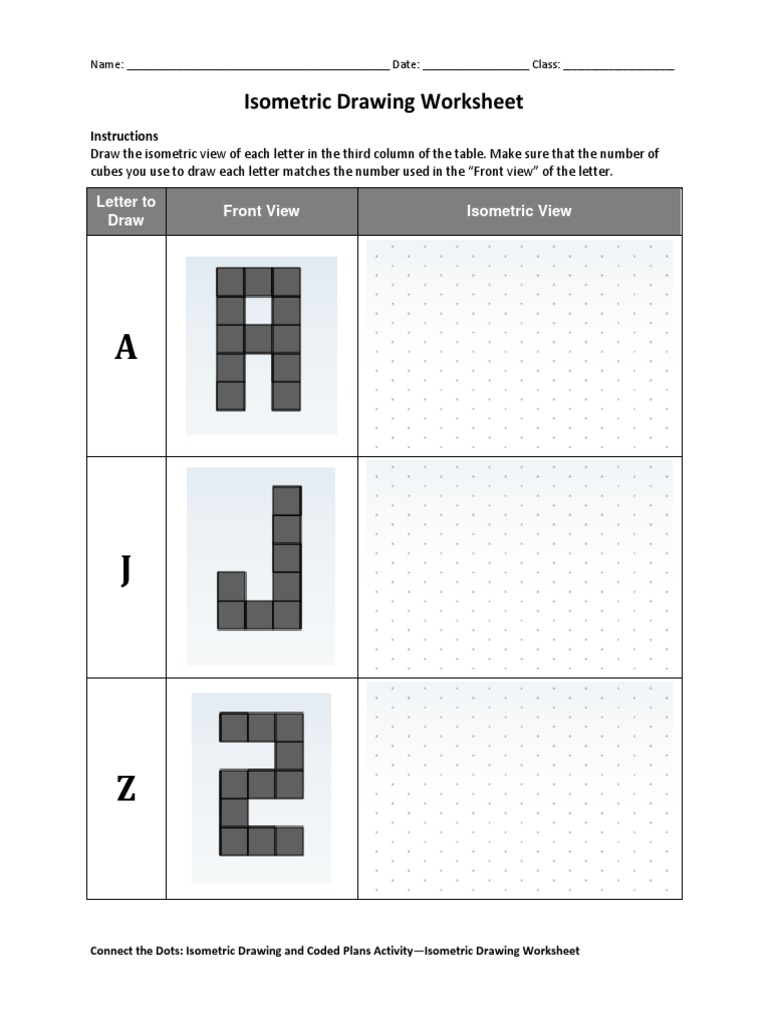 Isometric Drawings Letters