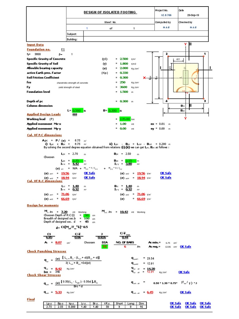 Isolated Footing - ICB | PDF | Continuum Mechanics | Materials