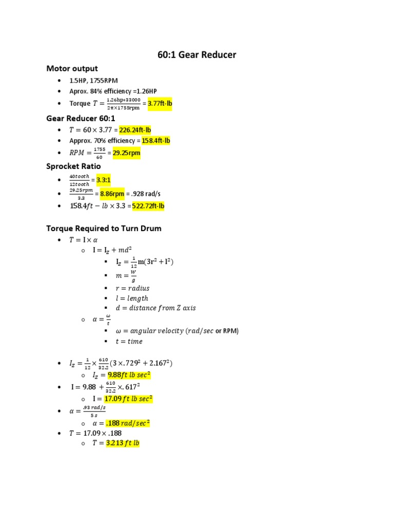 Gearbox and Motor Calculation Guide | PDF