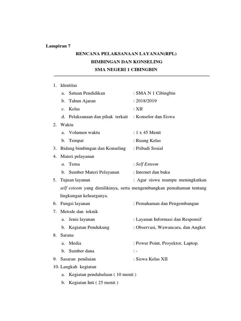 RPL Self Esteem | PDF