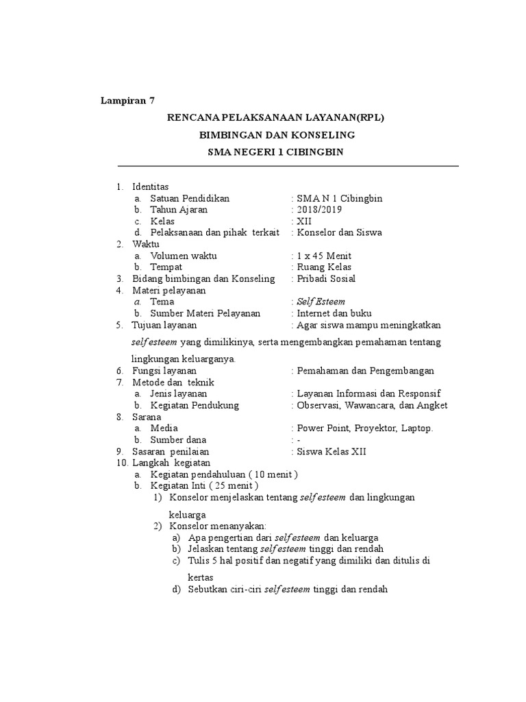 RPL Self Esteem | PDF