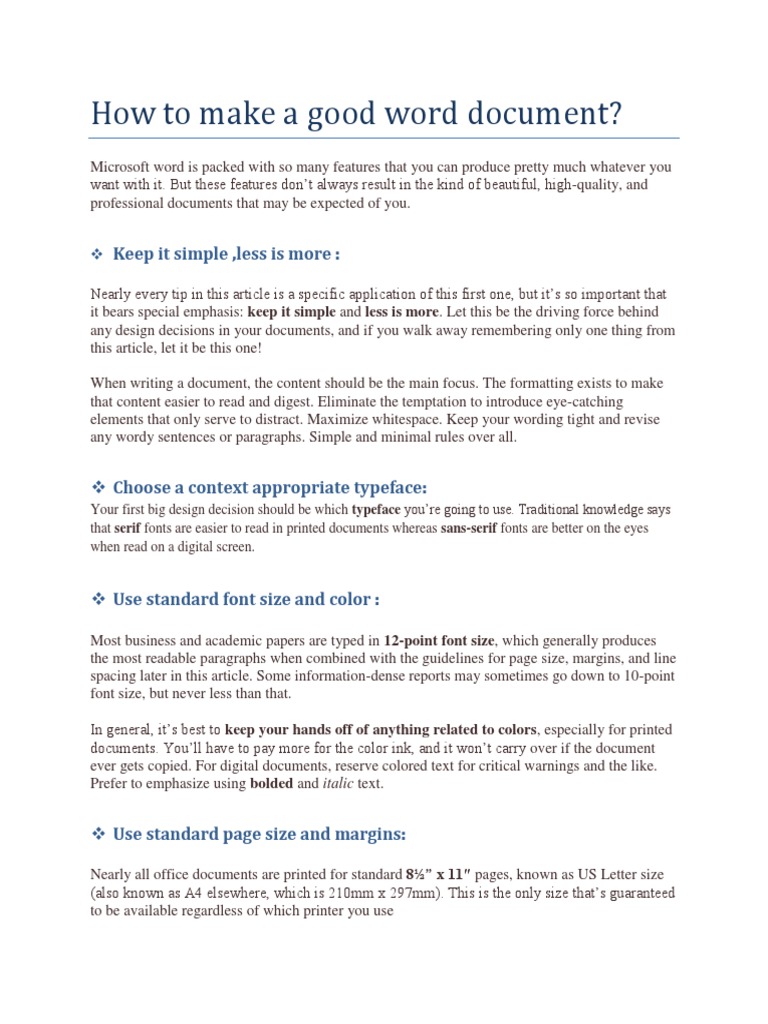 How To Make A Good Word Document | Download Free PDF | Typefaces ...