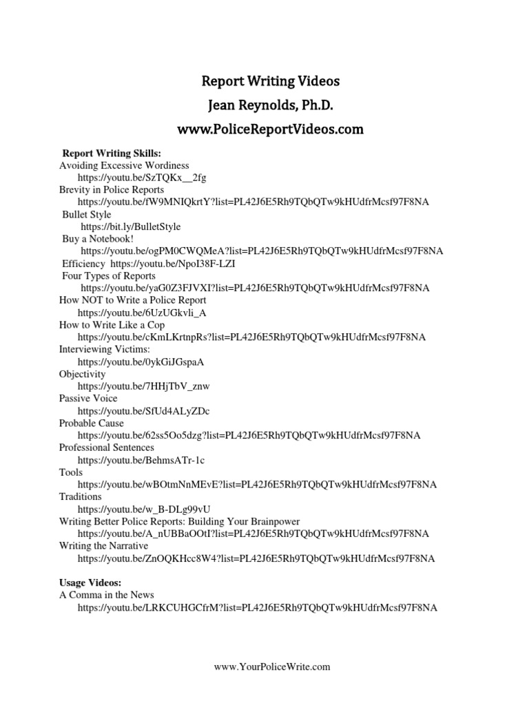Police Report Writing Videos | PDF | Communication | Learning