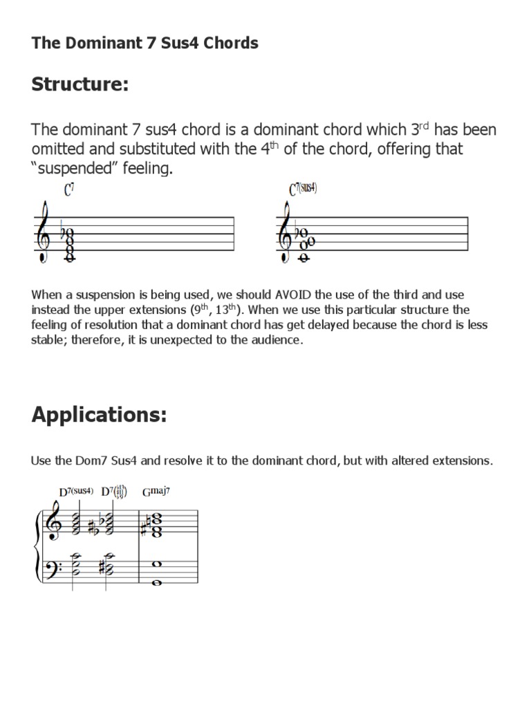 Dominant 7 Sus4 Chord Guide | PDF | Chord (Music) | Musical Techniques