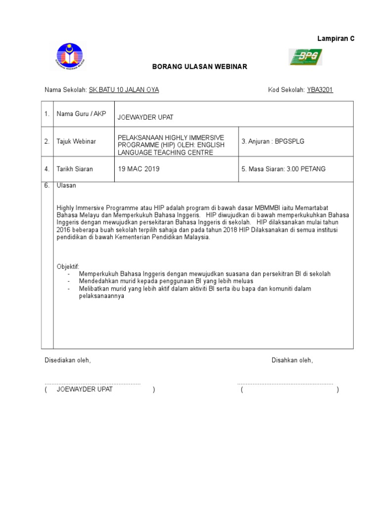 Ulasan Webinar HIP | PDF