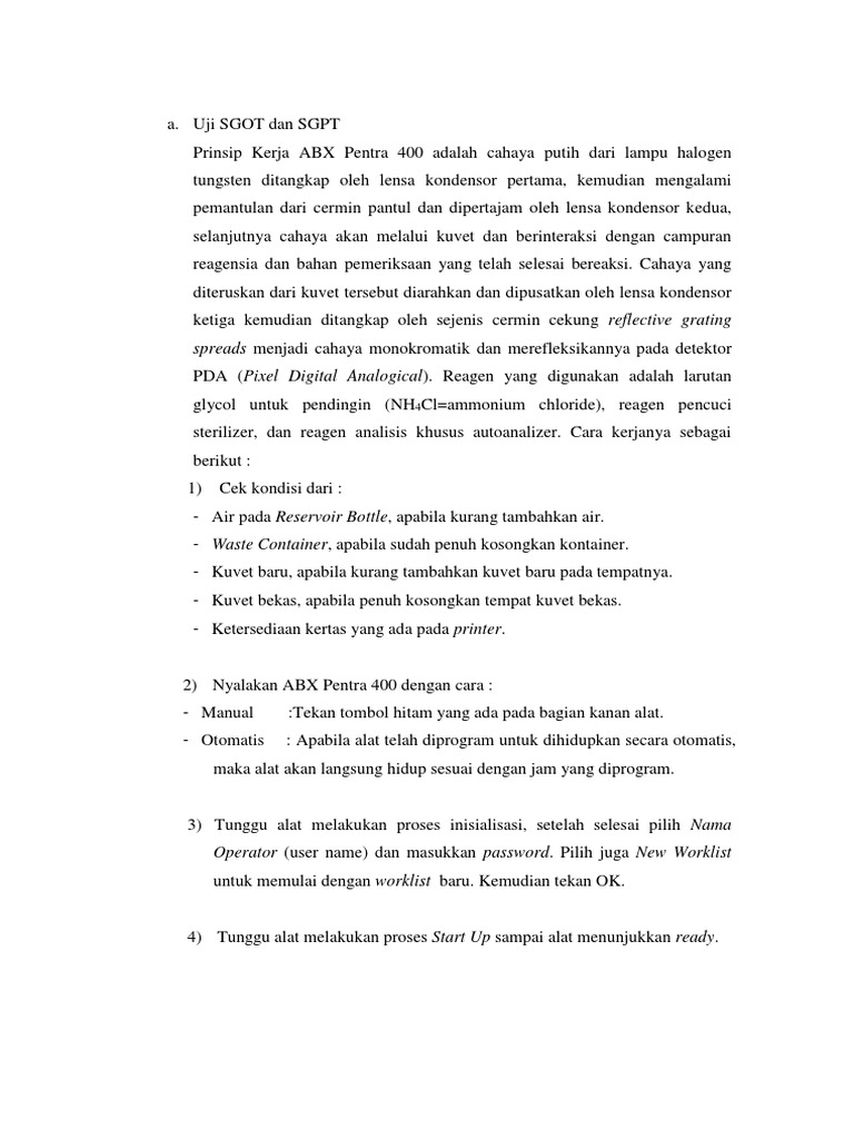 Metode Uji SGOT dan SGPT pada Dewasa | PDF