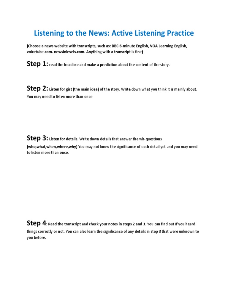 News Listening Practice Guide | PDF