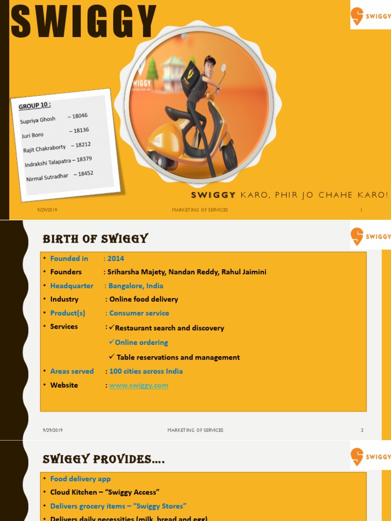 Swiggy Presentation Group 10 | PDF | Foods | Economies