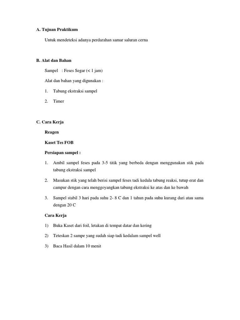 Laporan Praktikum Pemeriksaan Darah Samar | PDF