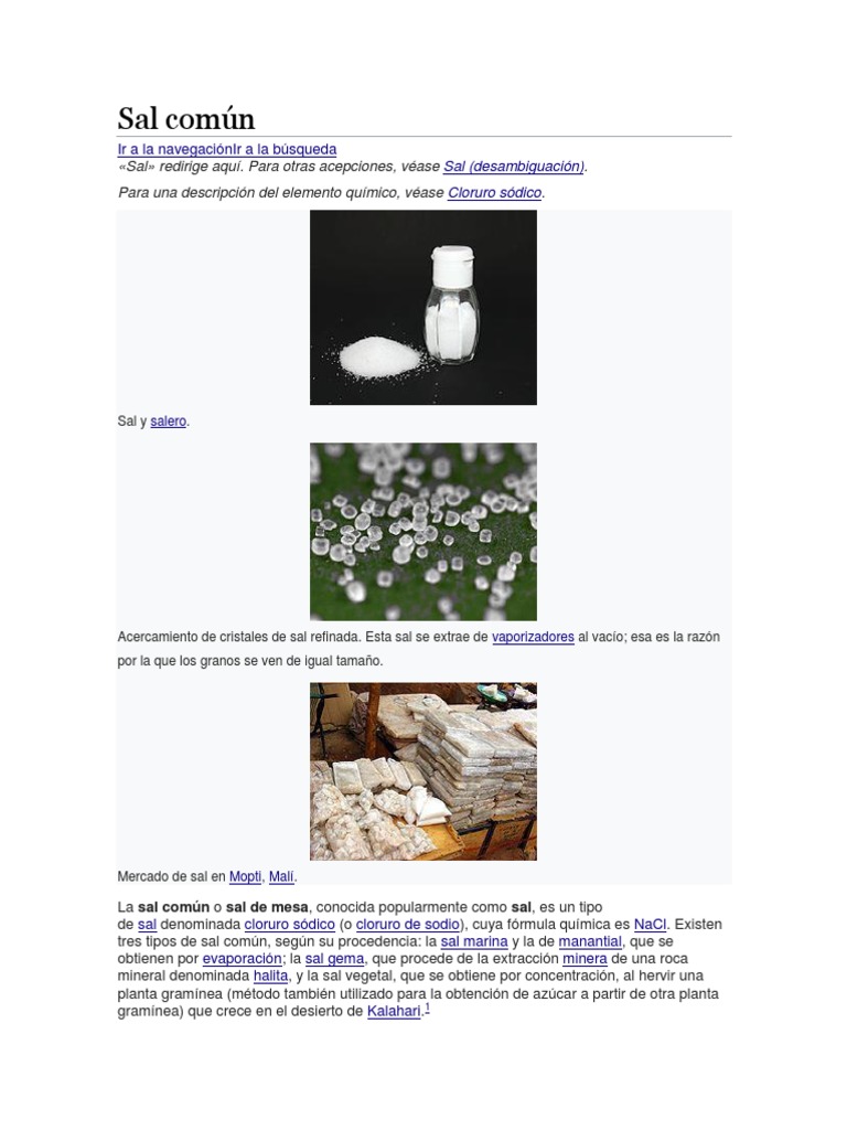 Sal Común | PDF | sal | Cloruro de sodio