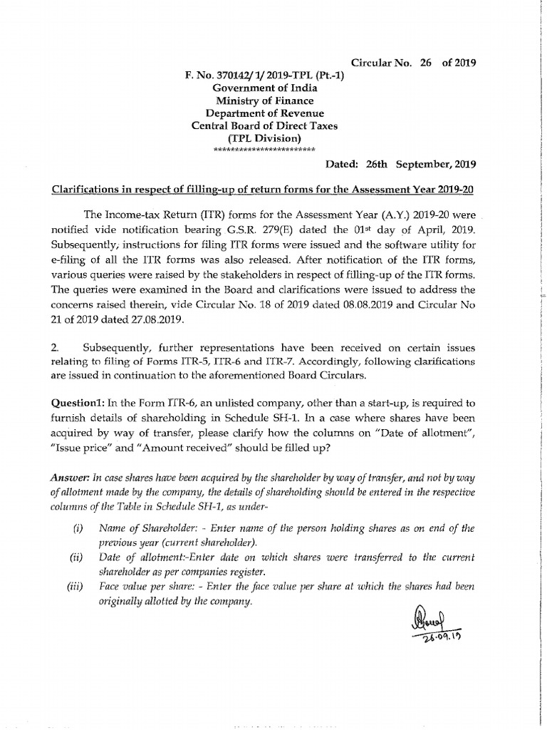 Circular 26 2019 | PDF | Taxpayer | Shareholders