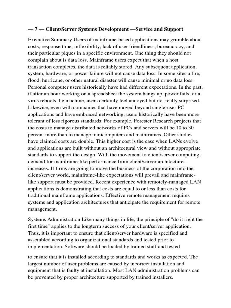 7 - Client/Server Systems Development - Service and Support | Download ...
