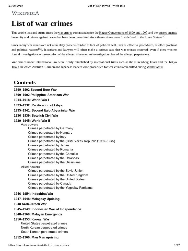 List of War Crimes | PDF | Extermination Camp | Nazi Germany