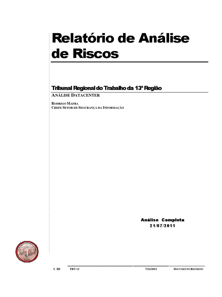 Relatório de Risco | PDF | Segurança da informação | Servidor (informática)