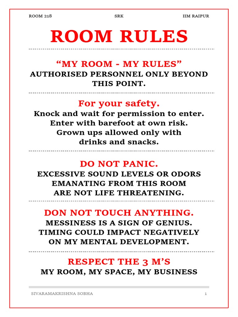 Rules For Your Room