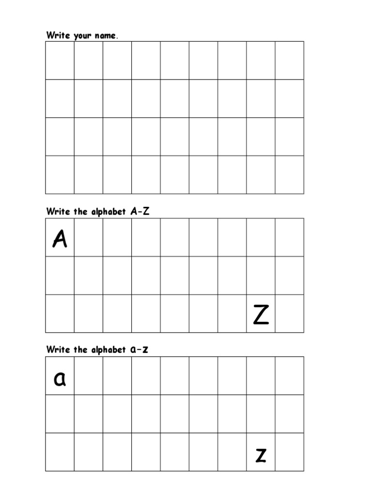 A Z A Z: Write Your Name | PDF