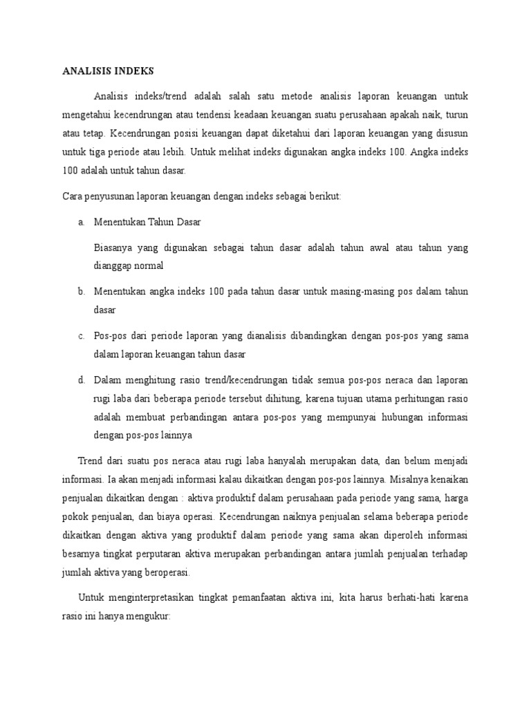 Analisis Indeks Laporan Keuangan | PDF | Karier & Perkembangan ...