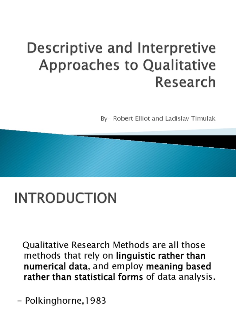 Descriptive and Interpretive Approaches To Qualitative Research | PDF | Qualitative Research ...