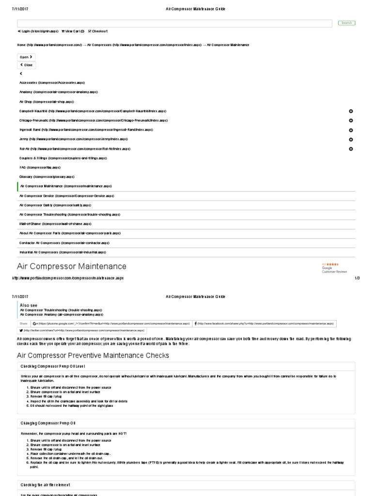 Air Compressor Maintenance Guide | PDF | Gas Technologies | Pump