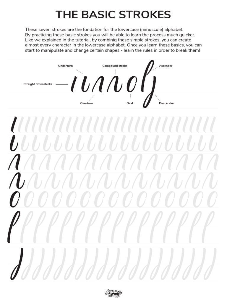 Basic Strokes Calligraphy Practice | PDF