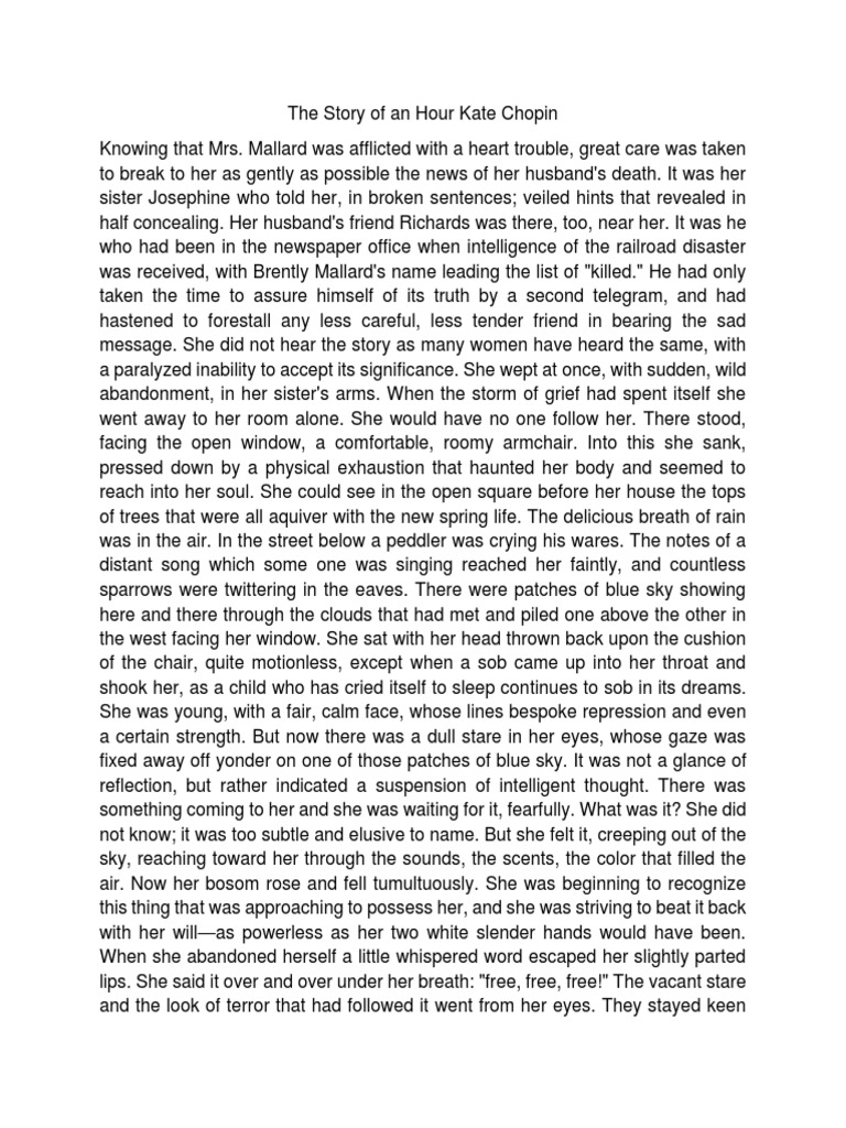 The Story of An Hour Kate Chopin | PDF