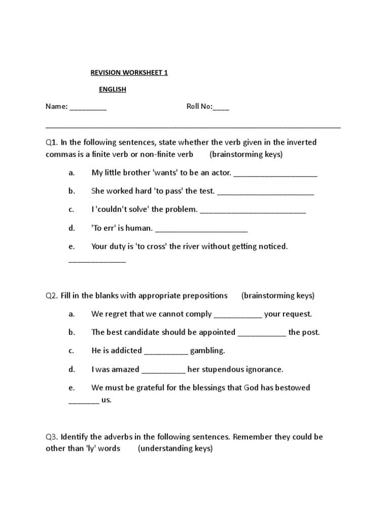 8th STD English Worksheet | PDF | Language Mechanics | Linguistic Typology