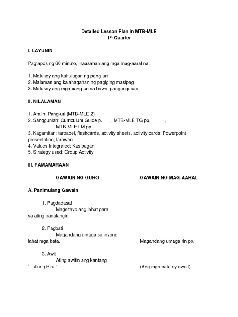 Detailed Lesson Plan | PDF