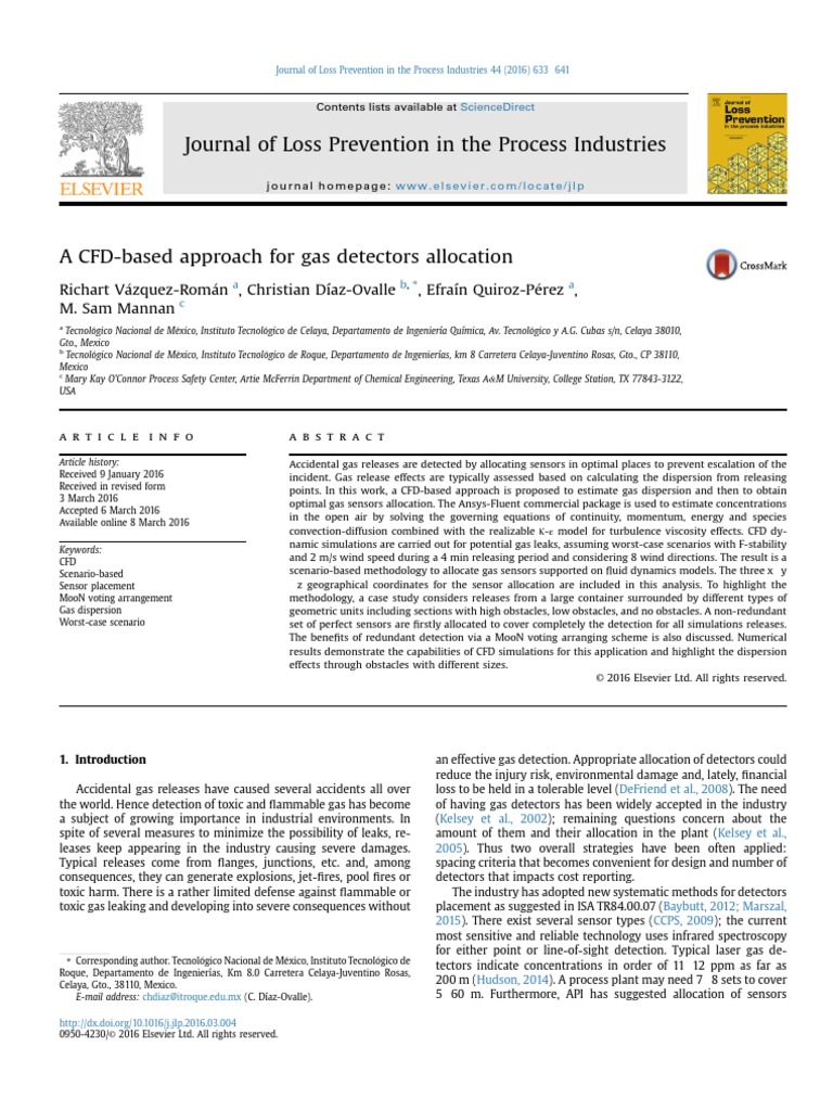 A CFD-based Approach For Gas Detectors Allocation | PDF | Computational Fluid Dynamics | Risk