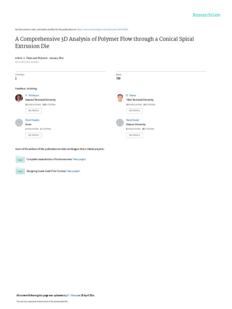 A Comprehensive 3D Analysis of Polymer Flow Through A Conical Spiral ...