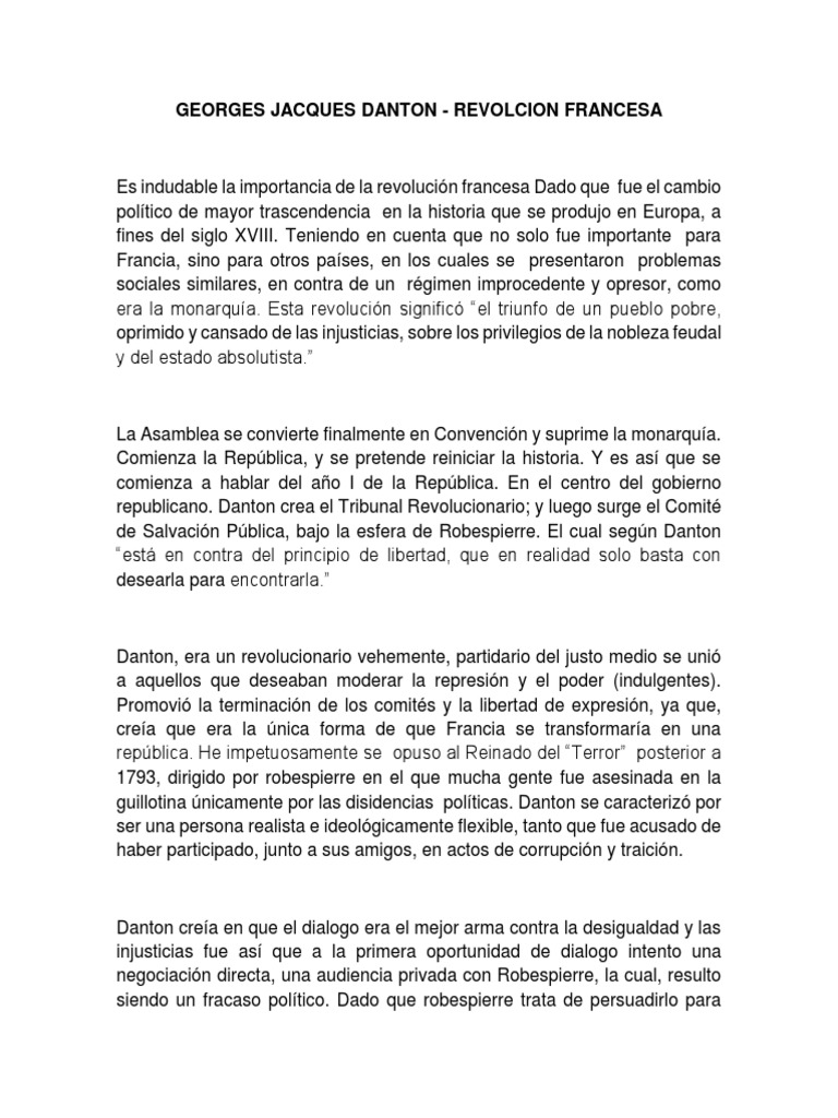 Georges Jacques Danton | PDF | revolución Francesa | Reino del terror
