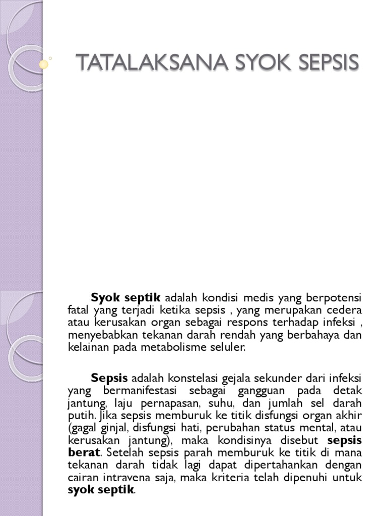 Tatalaksana Syok Sepsis | PDF