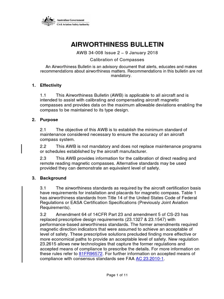 Airworthiness Bulletin: 1. Effectivity | PDF | Compass | Aviation