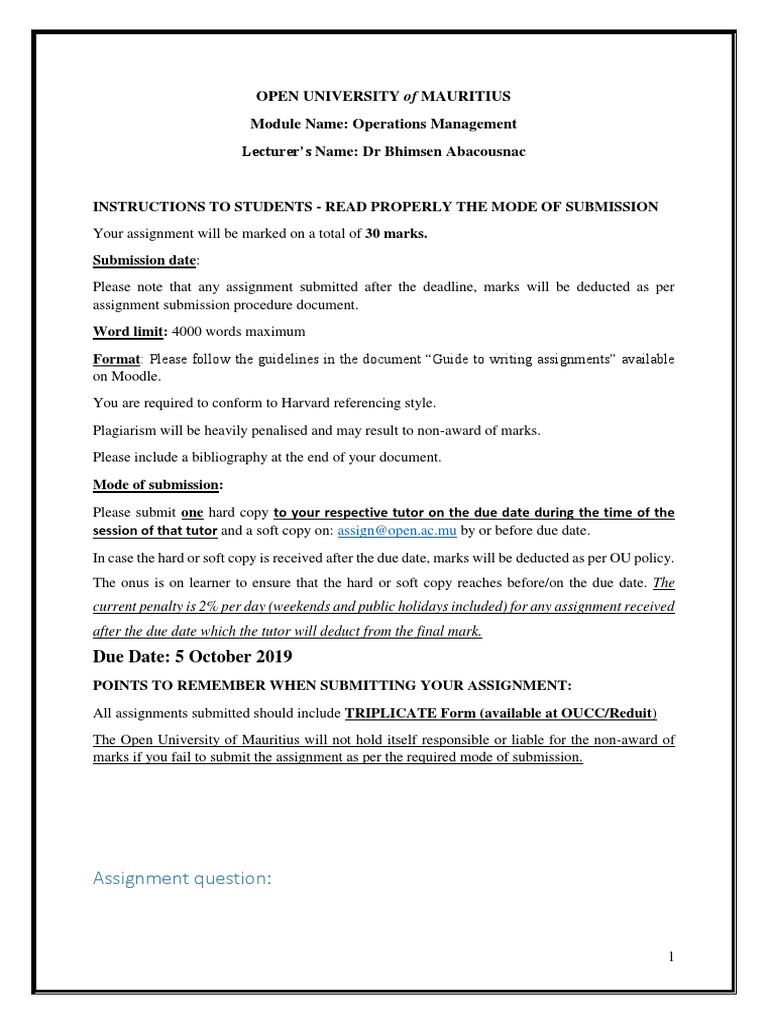 Operations Management Assignment | PDF | Behavior Modification | Communication