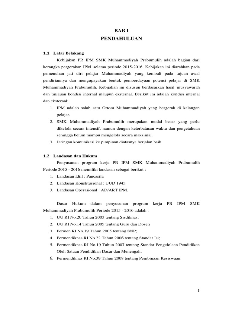 Program Kerja Ipm Tahun 2015-2016 | PDF