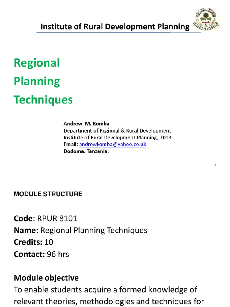 Regional Planning Techniques Overview | PDF | Economic Growth | Economics