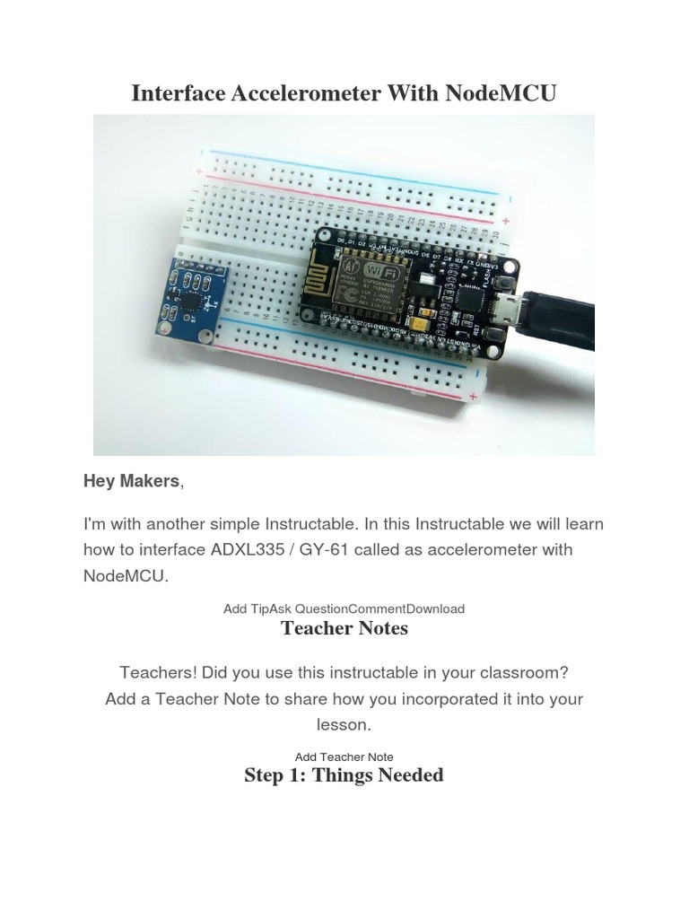 Interface Accelerometer With Nodemcu Accelerometer Arduino