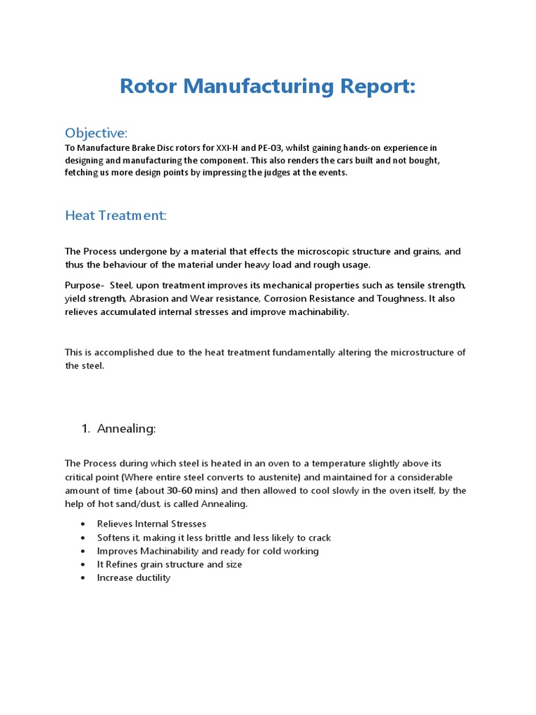 Brake Disc Rotor Manufacturing Processes | PDF | Heat Treating ...