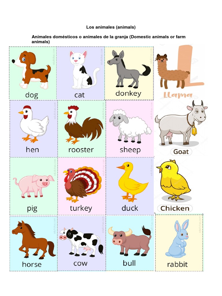Animales en Ingles | PDF